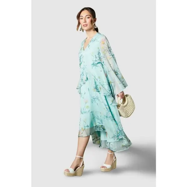 Coast Volume Frill Maxi Dress - Sage