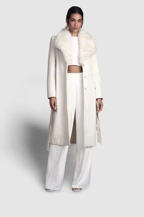 Coast Faux Fur Collar Belted Midi Coat