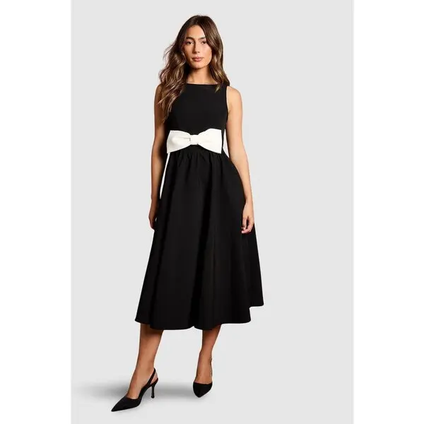 Coast Sleeveless Bow Midi Dress - Mono