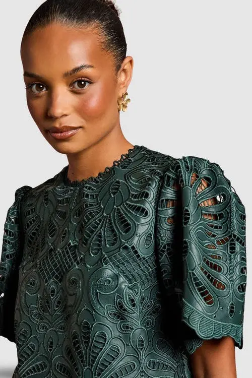 Coast Petite Embroidered Lace Short Sleeve Top