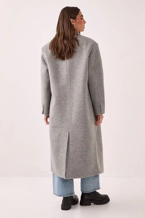 Nasty Gal Double Breasted Smart Coat - Light Grey