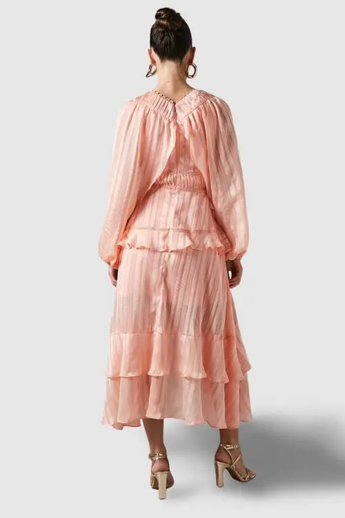 Coast Blouson Sleeve Frill Midi Dress