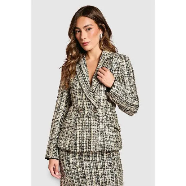 Coast Sequin Tweed Fitted Blazer - Mono