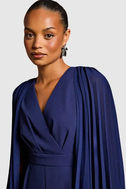 Coast Petite V-neck Pleated Jumpsuit - Navy