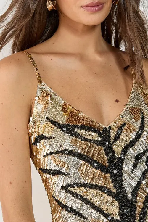 Nasty Gal Sequin Embellished Strappy Mini Dress