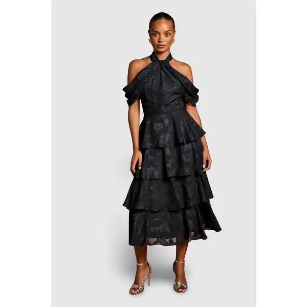Coast Petite Cold Shoulder Midaxi Dress - Black