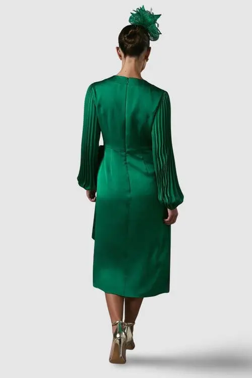 Coast Satin Pleated Wrap Dress