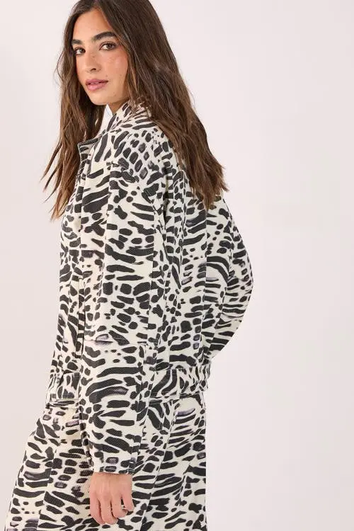 Nasty Gal Denim Animal Print Biker Jacket