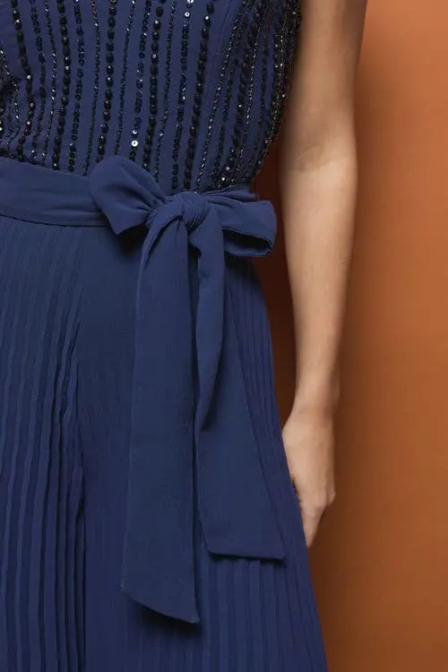 Coast Embellished Bow Shoulder Wide Leg Jumpsuit