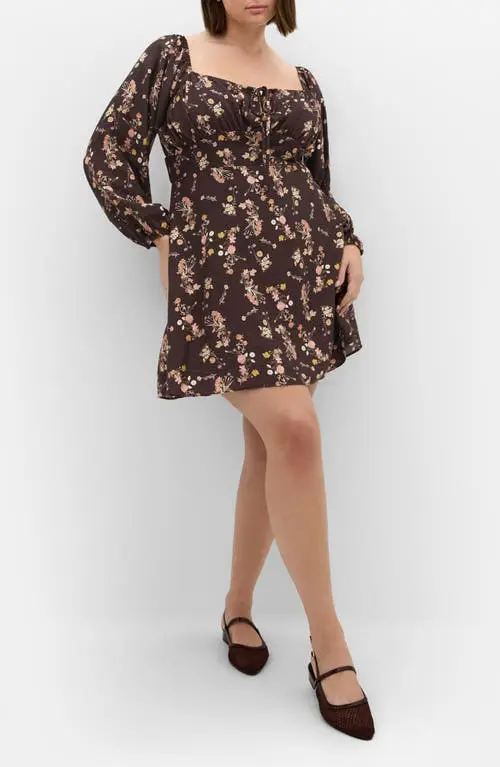 City Chic Floral Long Sleeve Mini Dress