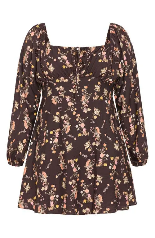 City Chic Floral Long Sleeve Mini Dress