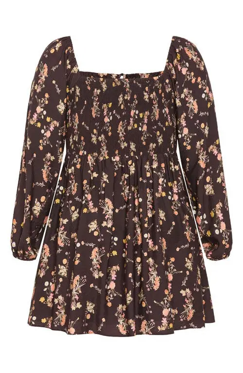 City Chic Floral Long Sleeve Mini Dress