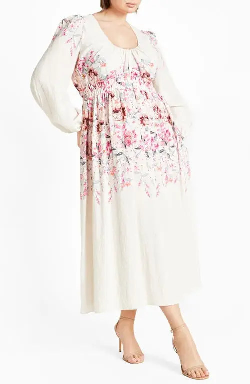 City Chic Keyla Long Sleeve Maxi Dress - Floral