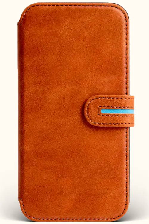 BLUEBONNET The Executive Leather Iphone 17 Pro Folio Case - Tuscan Tan