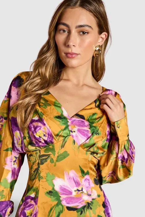 Coast Printed Satin Maxi Dress With Cowl Back
