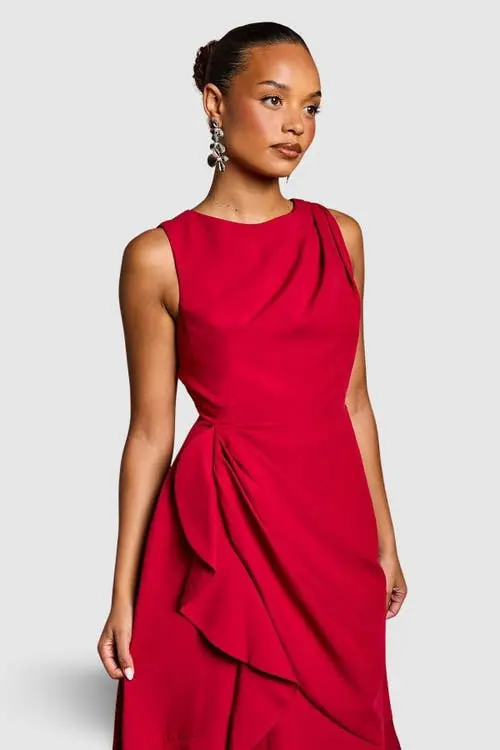 Coast Petite Crepe Ruffle Low Back Dress