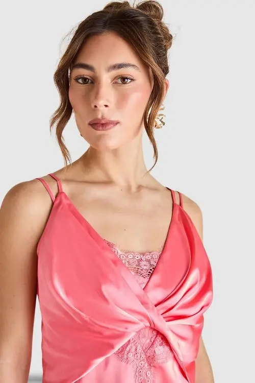 Coast Lace Insert Satin Midi Dress