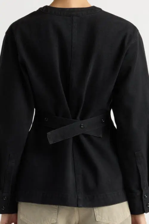Modern Citizen Structured Sleeve Denim Jacket - Washed Black