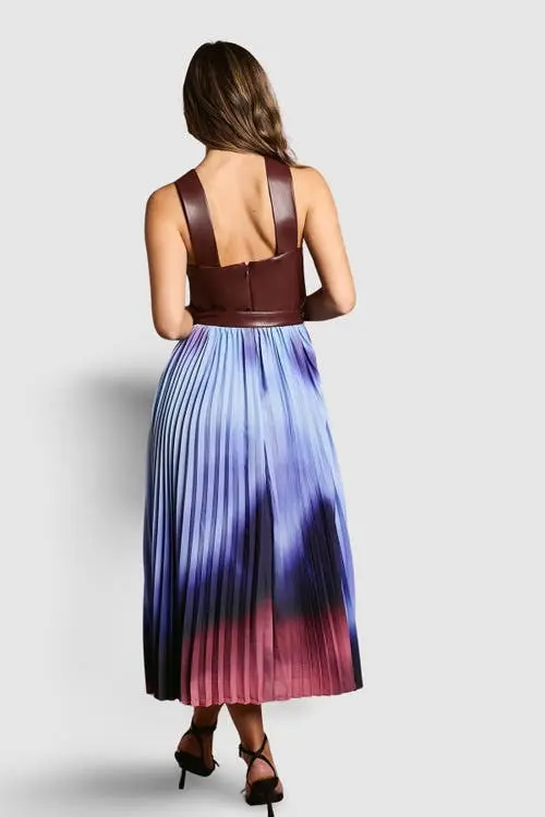 Coast Pu Cross Neck Belted Midi Dress
