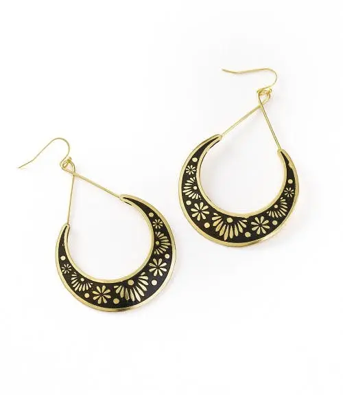 MATR BOOMIE Nisha Crescent Moon Hoop Earrings - Black