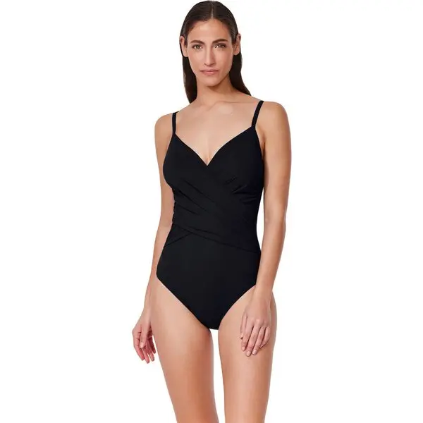 GOTTEX Tutti Frutti V-neck Surplice One Piece - Black