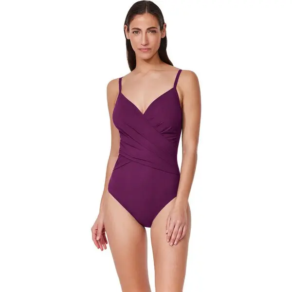 GOTTEX Tutti Frutti V-neck Surplice One Piece - Wine