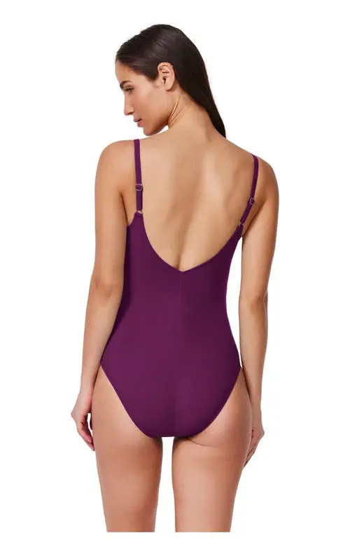 GOTTEX Tutti Frutti V-neck Surplice One Piece - Wine