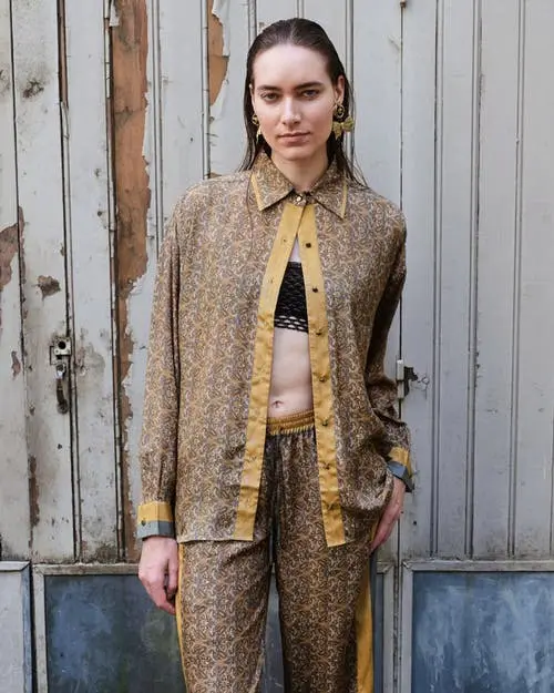 MONZLAPUR Paisley Motif Long Sleeve Shirt - Mustard
