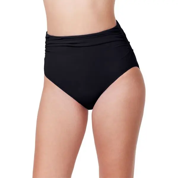 GOTTEX Shirred High Waist Swim Bottom - Black