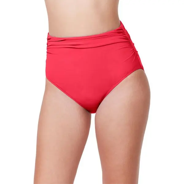 GOTTEX Shirred High Waist Swim Bottom - Coral