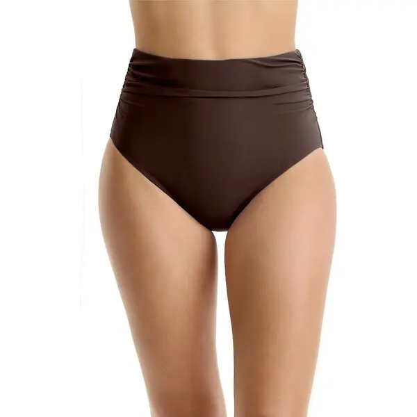 GOTTEX Shirred High Waist Swim Bottom - Espresso