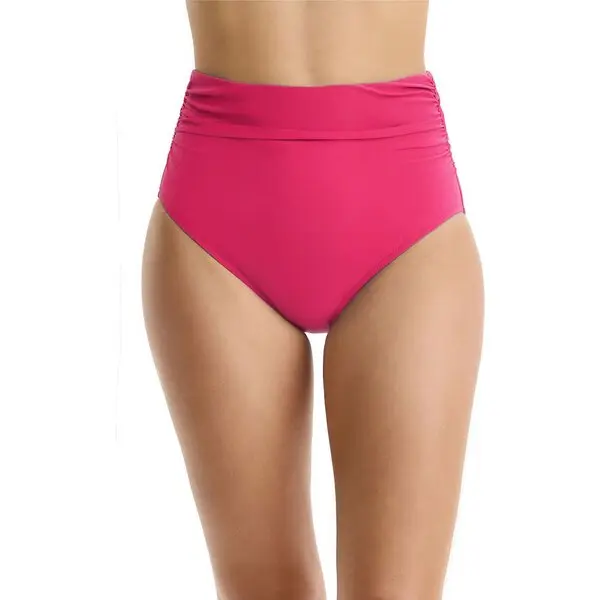 GOTTEX Shirred High Waist Swim Bottom - Magenta