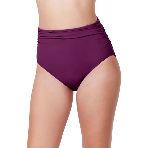 GOTTEX Shirred High Waist Swim Bottom - Wine
