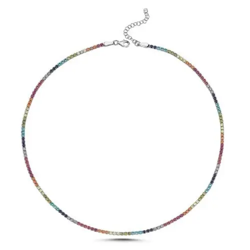 SPERO LONDON Rainbow Sterling Tennis Necklace - Silver