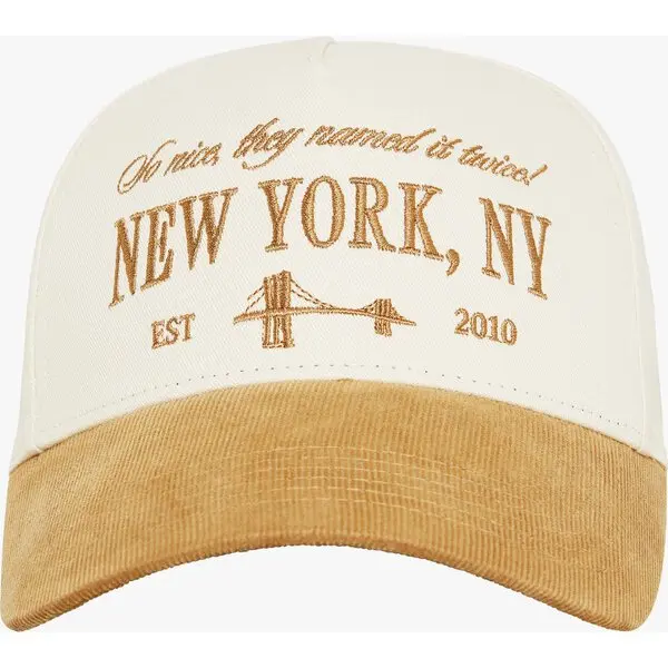 WeWoreWhat Corduroy Baseball Cap - Ivory/tan