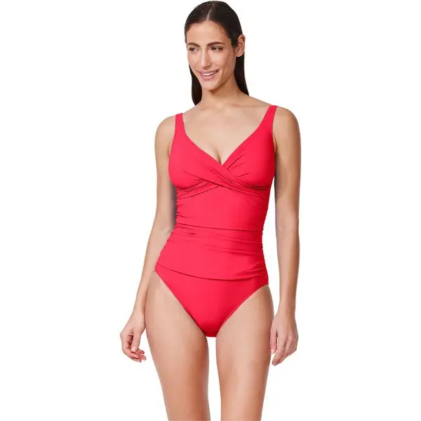 GOTTEX Twist Front V-neck One Piece - Coral