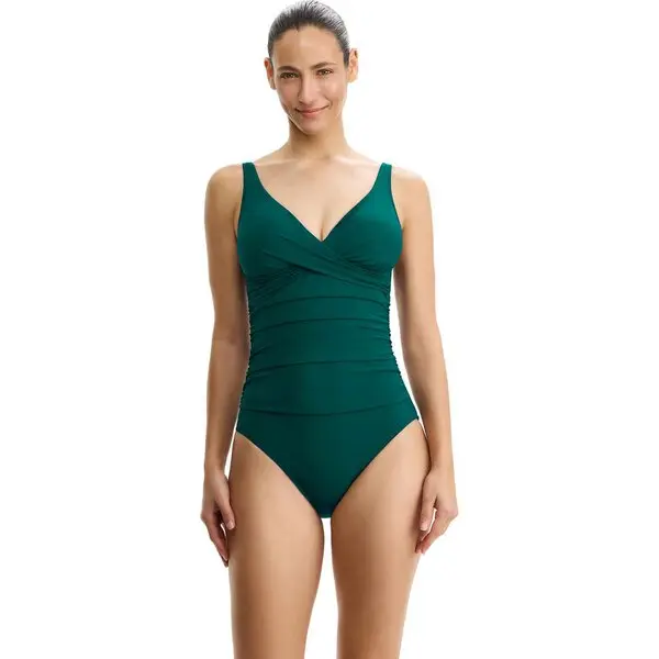 GOTTEX Twist Front V-neck One Piece - Forest-green
