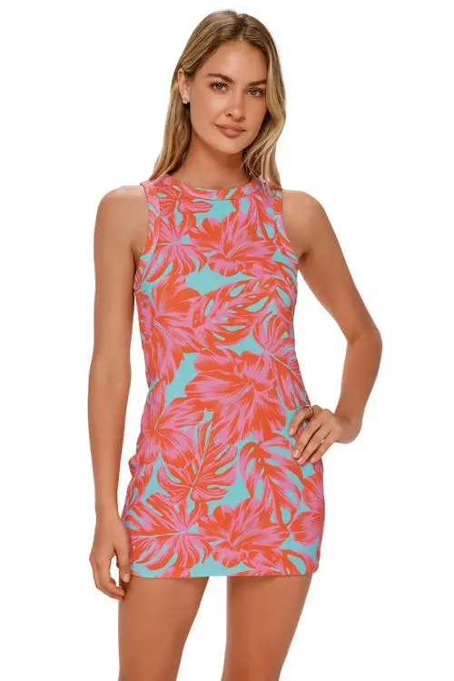 SWIM SYSTEMS Giovanna Cover-up Dress - Palm Daze Rib