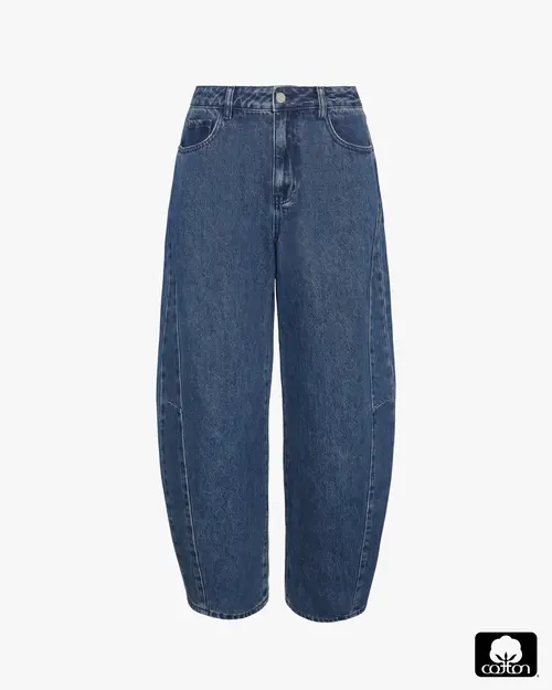 WeWoreWhat Mid-rise Barrel Leg Jeans - Mid Wash