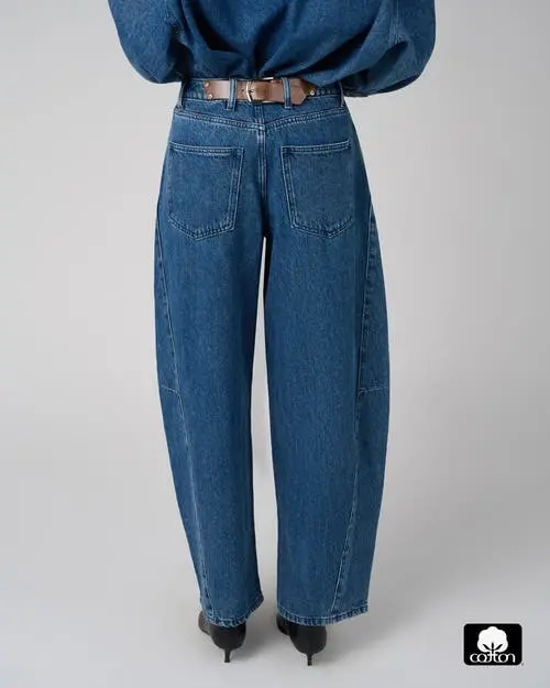 WeWoreWhat Mid-rise Barrel Leg Jeans - Mid Wash