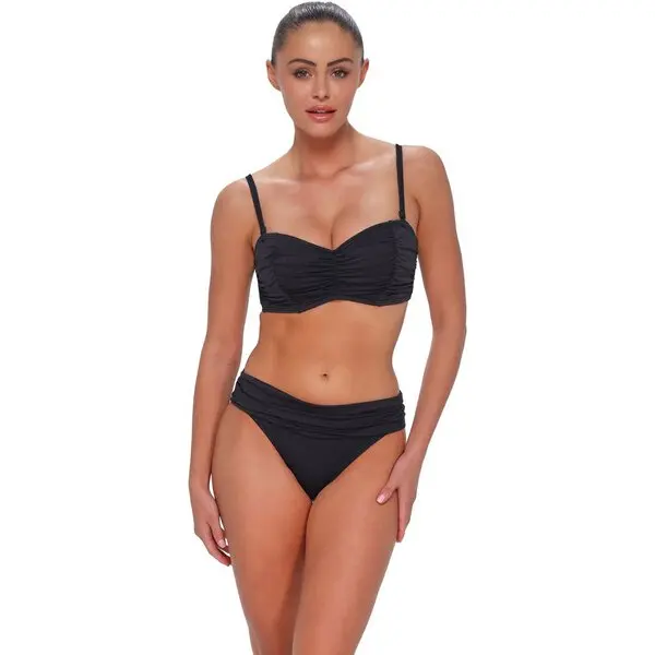 SUNSETS Loretta Bandeau D Cup Bikini Top - Black Seagrass Texture