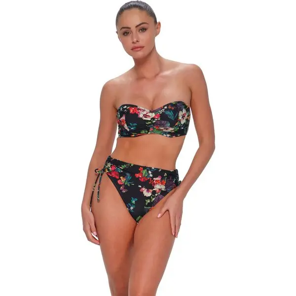 SUNSETS Loretta Bandeau D Cup Bikini Top - Fleur Noire