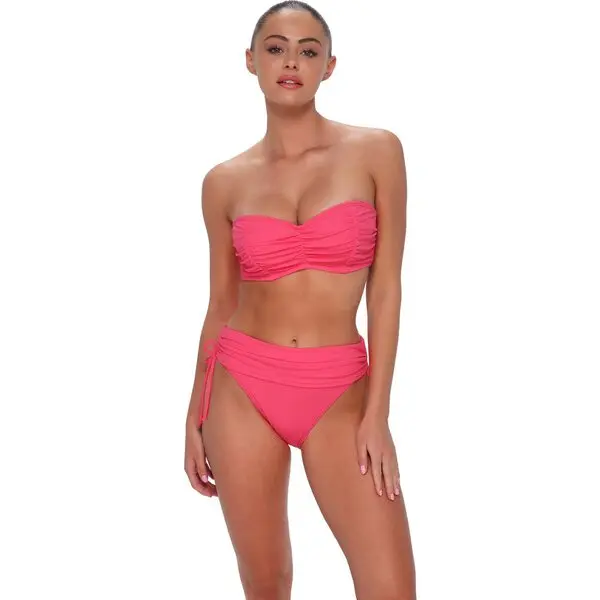 SUNSETS Loretta Bandeau D Cup Bikini Top - Posy Pink Crepe