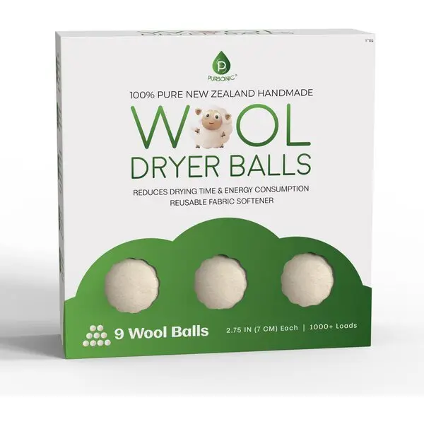 PURSONIC 100% Pure New Zealand Wool Dryer Balls - White