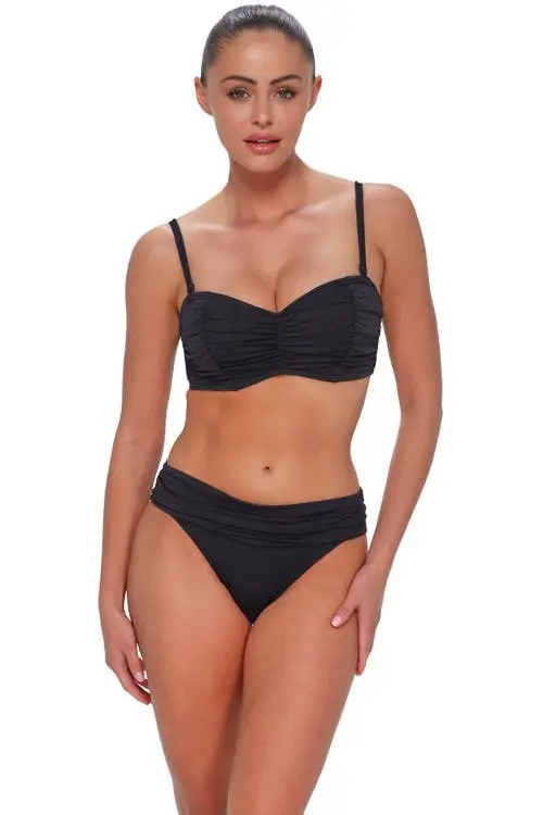 SUNSETS Loretta Bandeau Dd Cup Bikini Top - Black Seagrass Texture