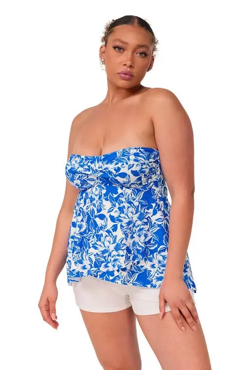 SUNSETS ESCAPE Molly Bandeau Tankini Swimsuit Top - Chelsea Petals