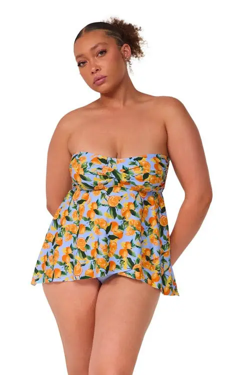 SUNSETS ESCAPE Molly Bandeau Tankini Swimsuit Top - Clementine