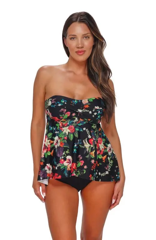 SUNSETS ESCAPE Molly Bandeau Tankini Swimsuit Top - Fleur Noire