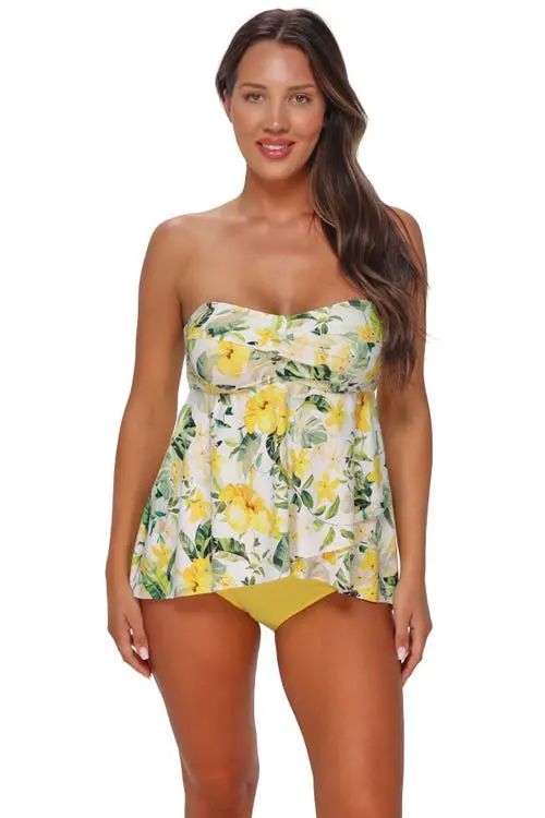SUNSETS ESCAPE Molly Bandeau Tankini Swimsuit Top - Isla Soleil Crepe