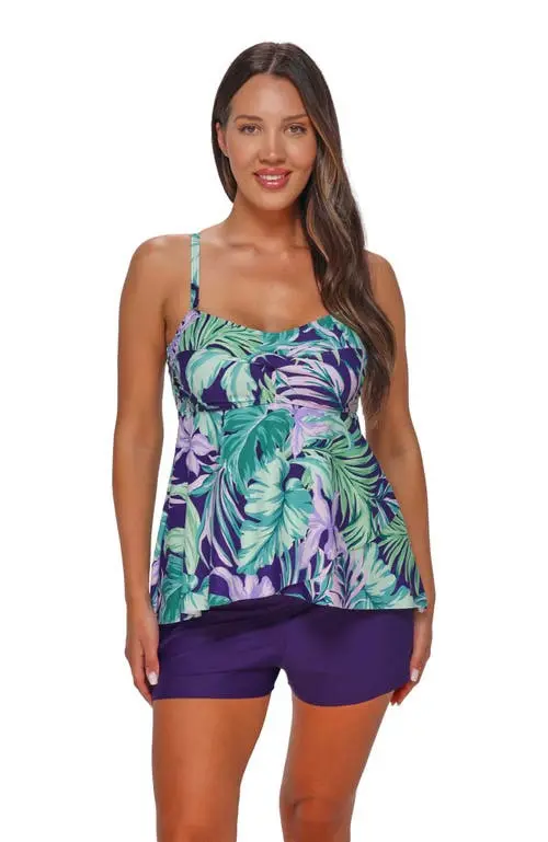 SUNSETS ESCAPE Molly Bandeau Tankini Swimsuit Top - Palm Shade
